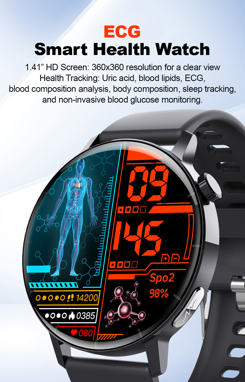 Advanced Health Watch - ECG, Lipid Tracking & 7-Day Battery - Bexel Promo