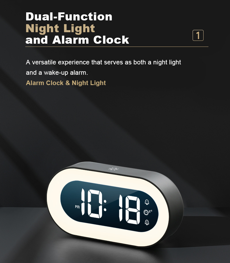 Multi-Function Night Light Alarm Clock - Customizable Sound and ...